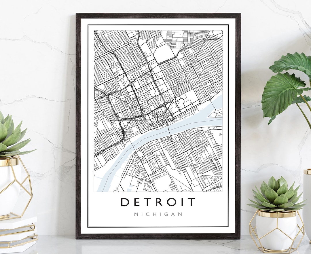 Detroit Michigan City Map, Michigan City Road Map Poster, City Street ...