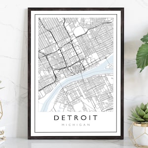 Detroit Michigan City Map, Michigan City Road Map Poster, City Street ...