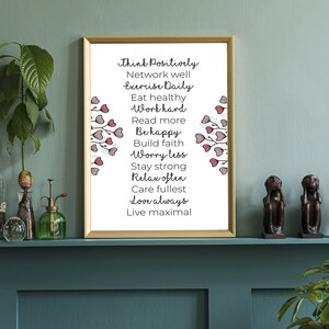 Think Positively Network Well, Poster Print, Home Wall Decor, Quote ...