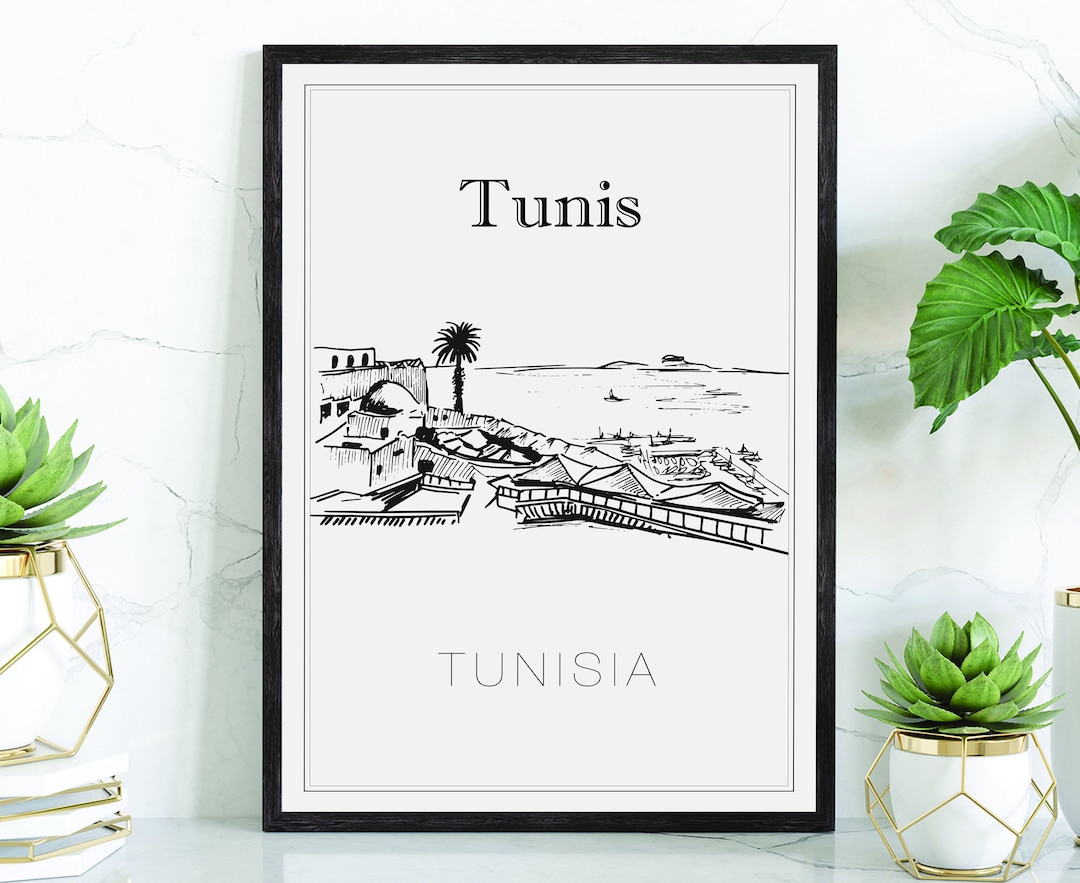 Hand Drawn Poster, Tunis Travel Poster, Tunisia Poster Wall Art, Tunis ...