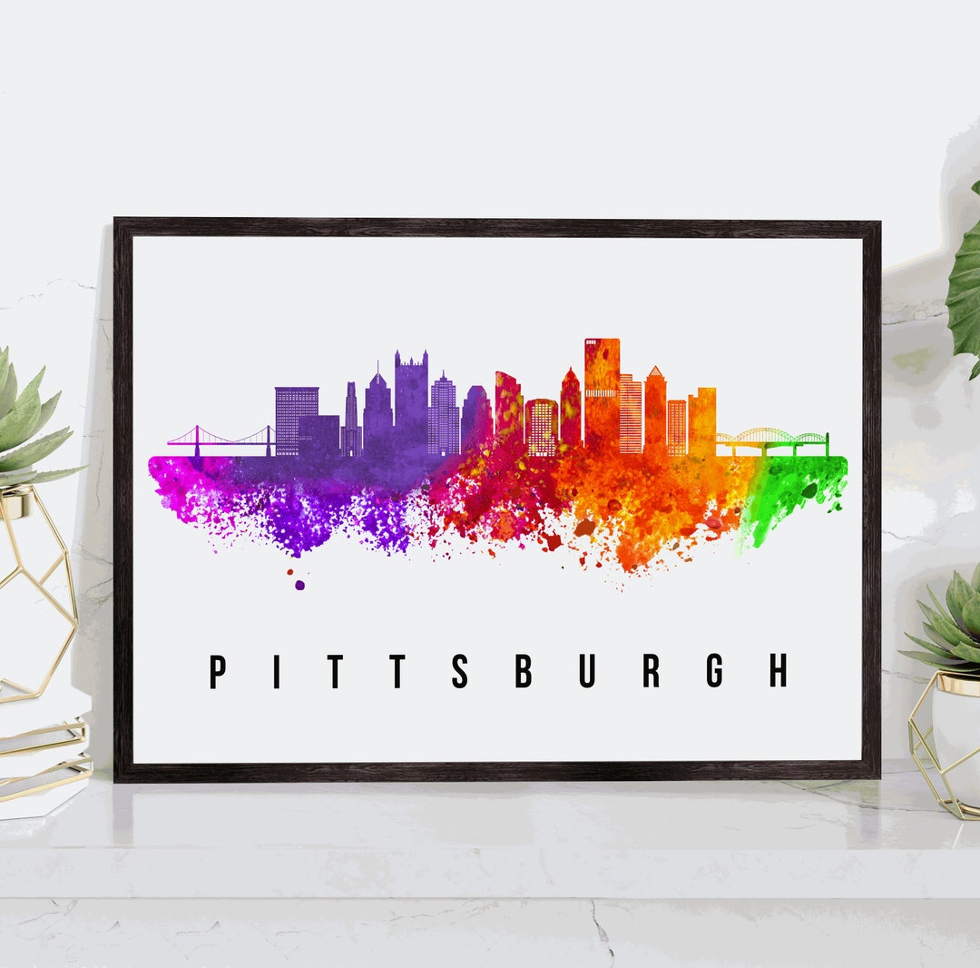 Pittsburgh - Pennsylvania Skyline Poster, Pittsburgh Cityscape Painting ...
