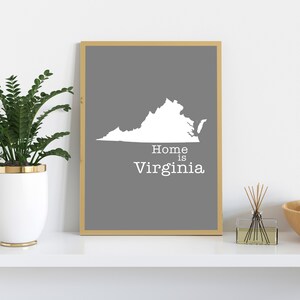Virginia Map Wall Art, Virginia Modern Map Poster Print, City Map Wall ...