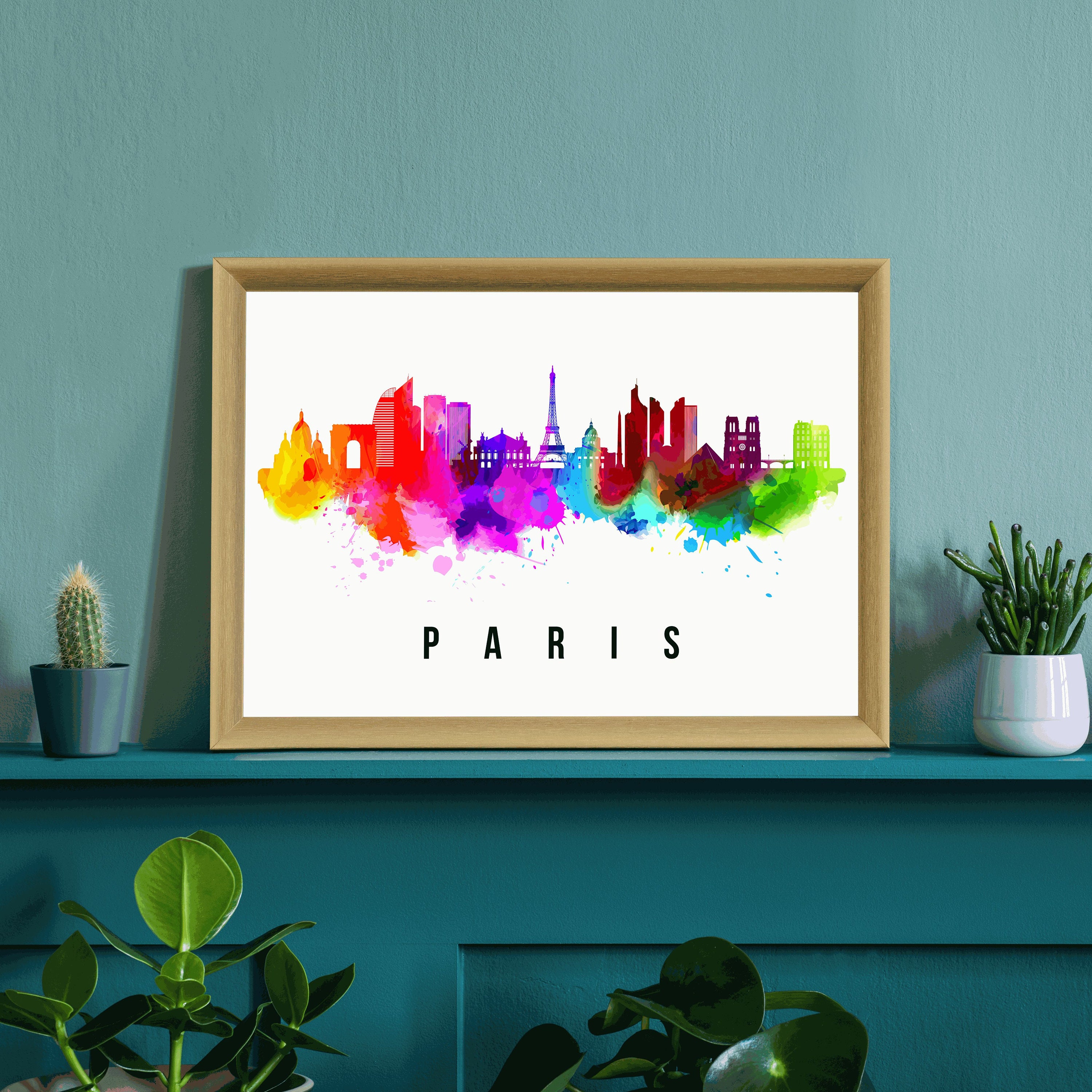 PARIS - FRANCE Poster, Skyline Poster Cityscape and Landmark Paris ...