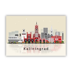 KALININGRAD RUSSIA Illustration Skyline Poster, Modern Skyline ...