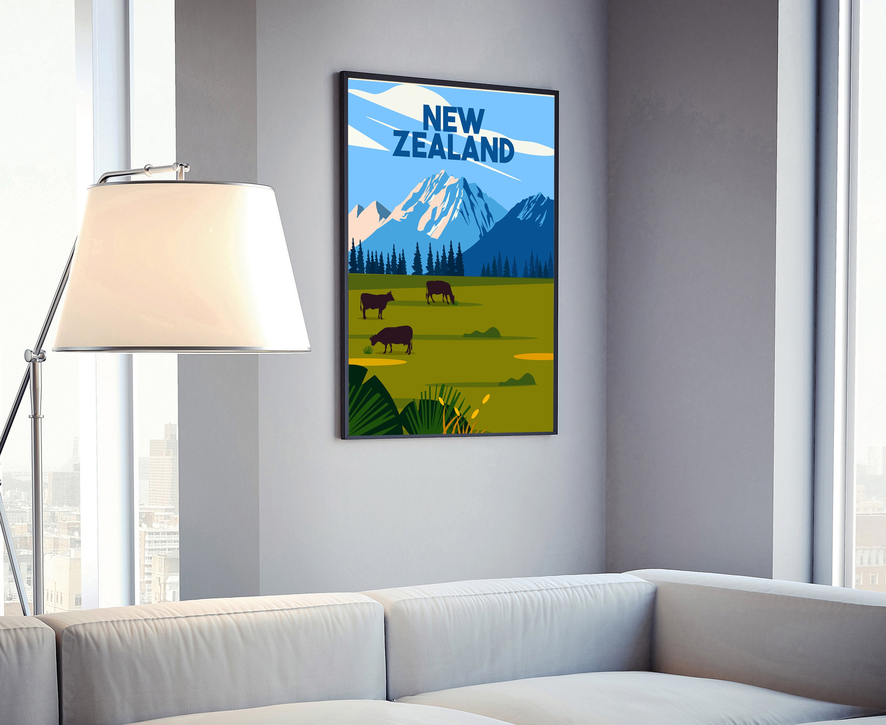 NEW ZEALAND Travel Poster New Zealand Cityscape Landmark - Etsy