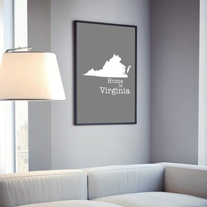 Virginia Map Wall Art, Virginia Modern Map Poster Print, City Map Wall ...