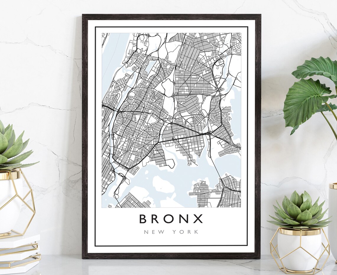 Bronx Map Bronx City Road Map Poster Bronx New York City - Etsy