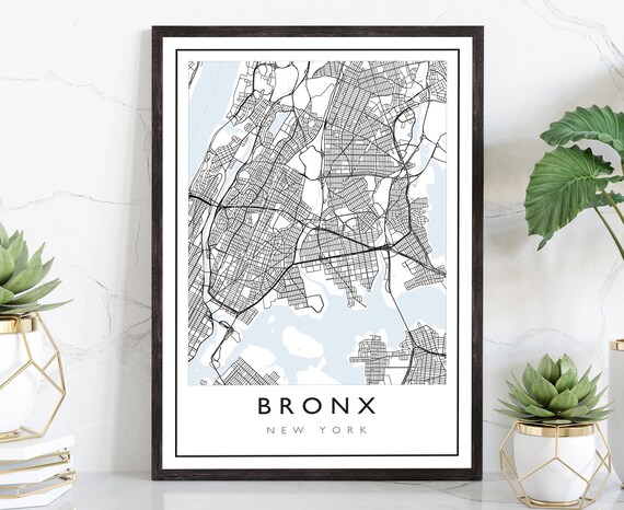 Bronx Map Bronx City Road Map Poster Bronx New York City - Etsy