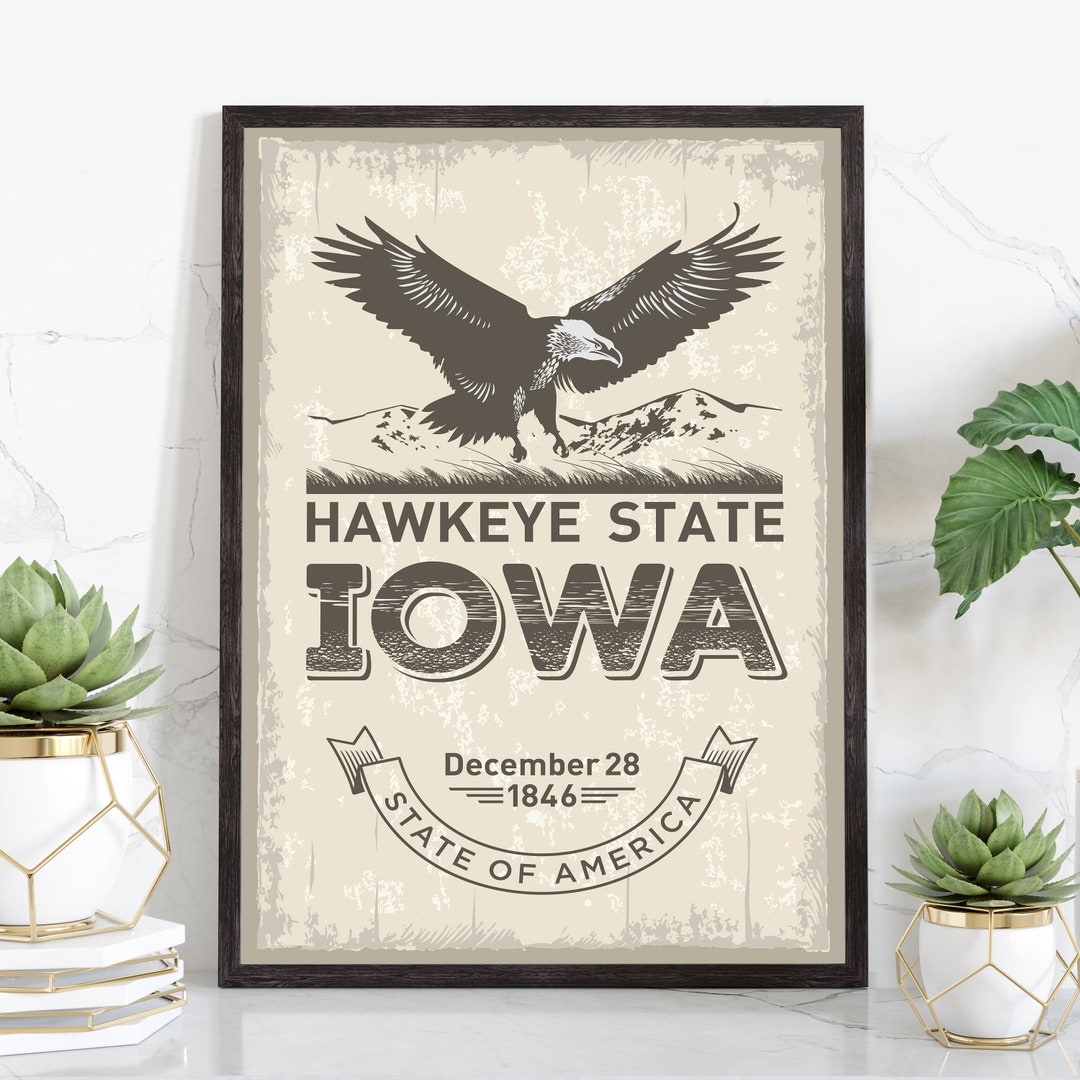 Iowa State Symbol Poster, Iowa State Poster Print, Iowa State Emblem ...
