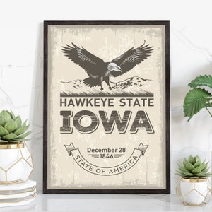 Iowa State Symbol Poster, Iowa State Poster Print, Iowa State Emblem ...
