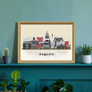 AUGUSTA GEORGIA Illustration Skyline Poster, New York Modern Skyline ...