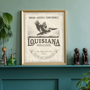Louisiana State Symbol Poster, Louisiana State Poster Print, State ...