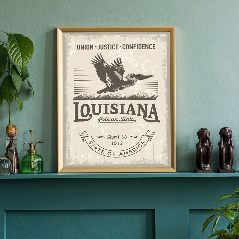 Louisiana State Symbol Poster, Louisiana State Poster Print, State ...