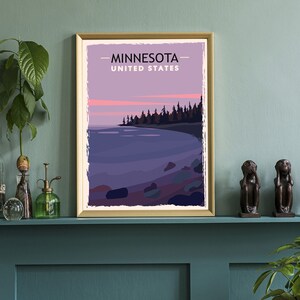 Retro Style Travel Poster, Minnesota Vintage Rustic Poster Print, Home ...