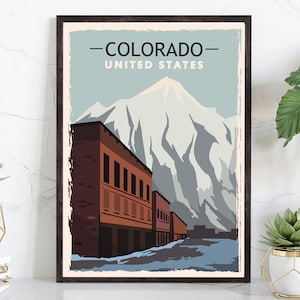 Retro Style Travel Poster, Colorado Vintage Rustic Poster Print, Home ...