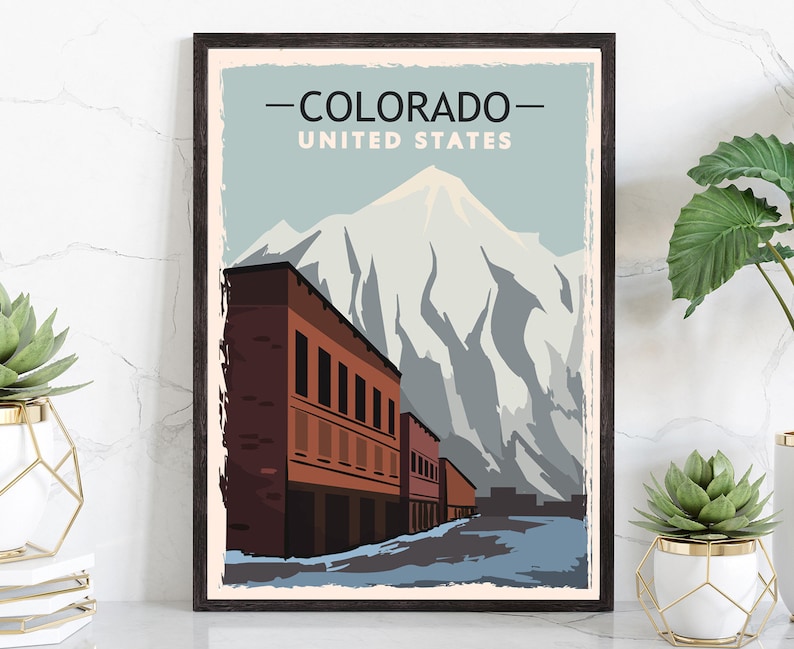 Retro Style Travel Poster Colorado Vintage Rustic Poster - Etsy