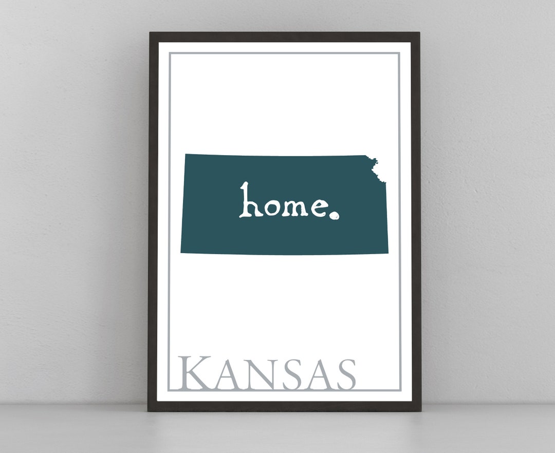 Kansas Map Wall Art, Kansas Modern Map Poster Print, Home Wall Decor ...