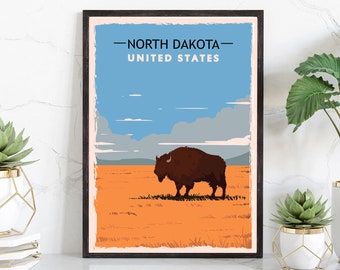 North Dakota State Wall Map Large Print Poster 32wx24h - Etsy