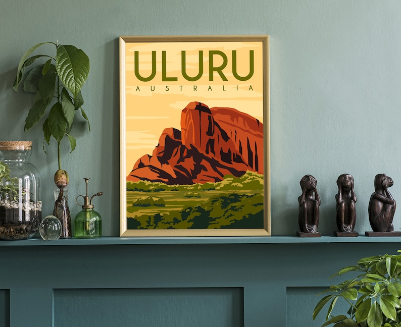 AUSTRALIA ULURU Travel Poster, Uluru Australia Cityscape Poster, Uluru ...