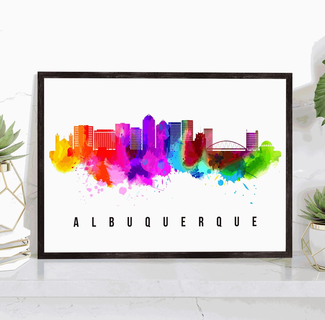 Albuquerque Skyline New Mexico Poster, Cityscape Painting, Albuquerque ...