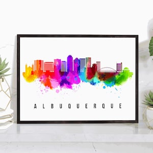 Albuquerque Skyline New Mexico Poster, Cityscape Painting, Albuquerque ...