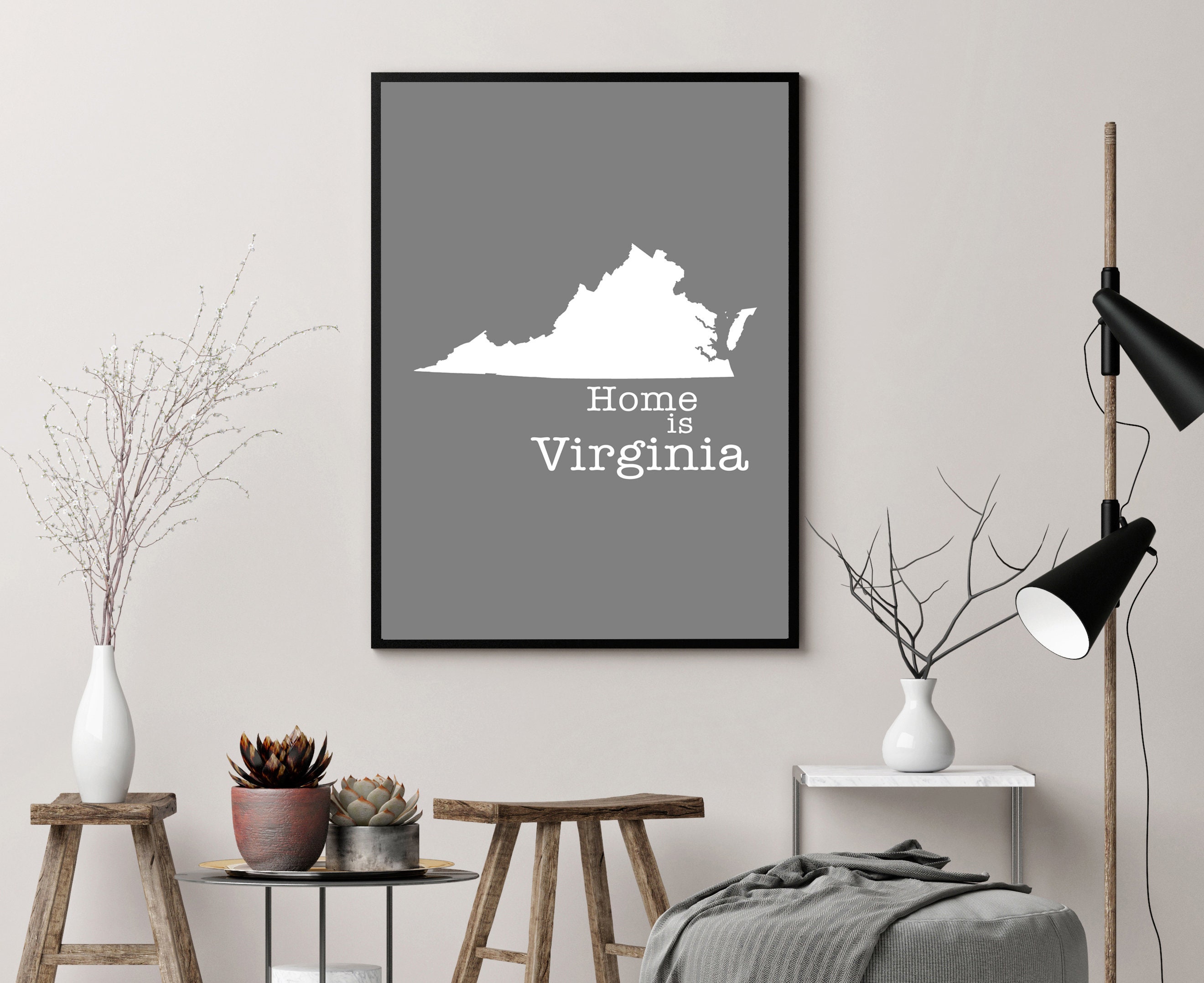 Virginia Map Wall Art Virginia Modern Map Poster Print City | Etsy