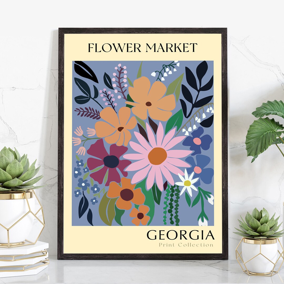 Georgia State Flower Print, USA States Poster, Georgia Flower Market ...