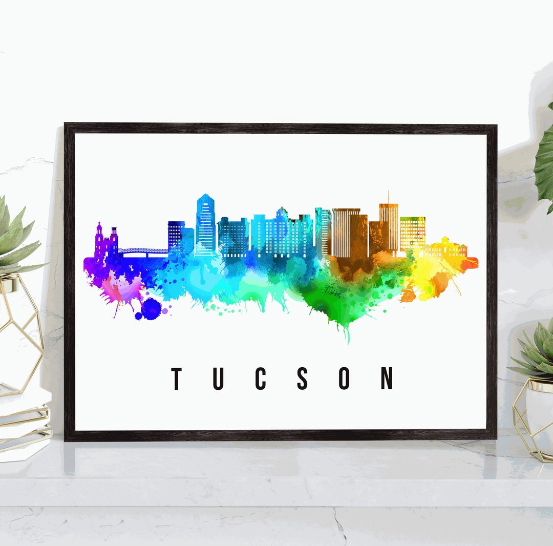 Tucson Skyline Arizona Poster, Arizona Cityscape Painting, Tucson ...