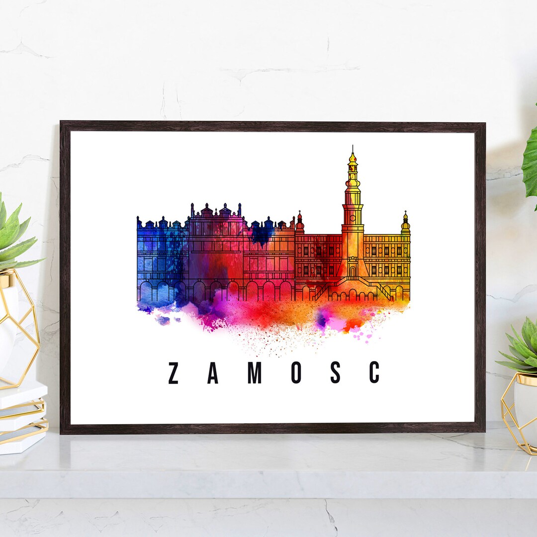 Zamosc Poland Poster, Skyline Poster Cityscape Poster, Poland Landmark ...