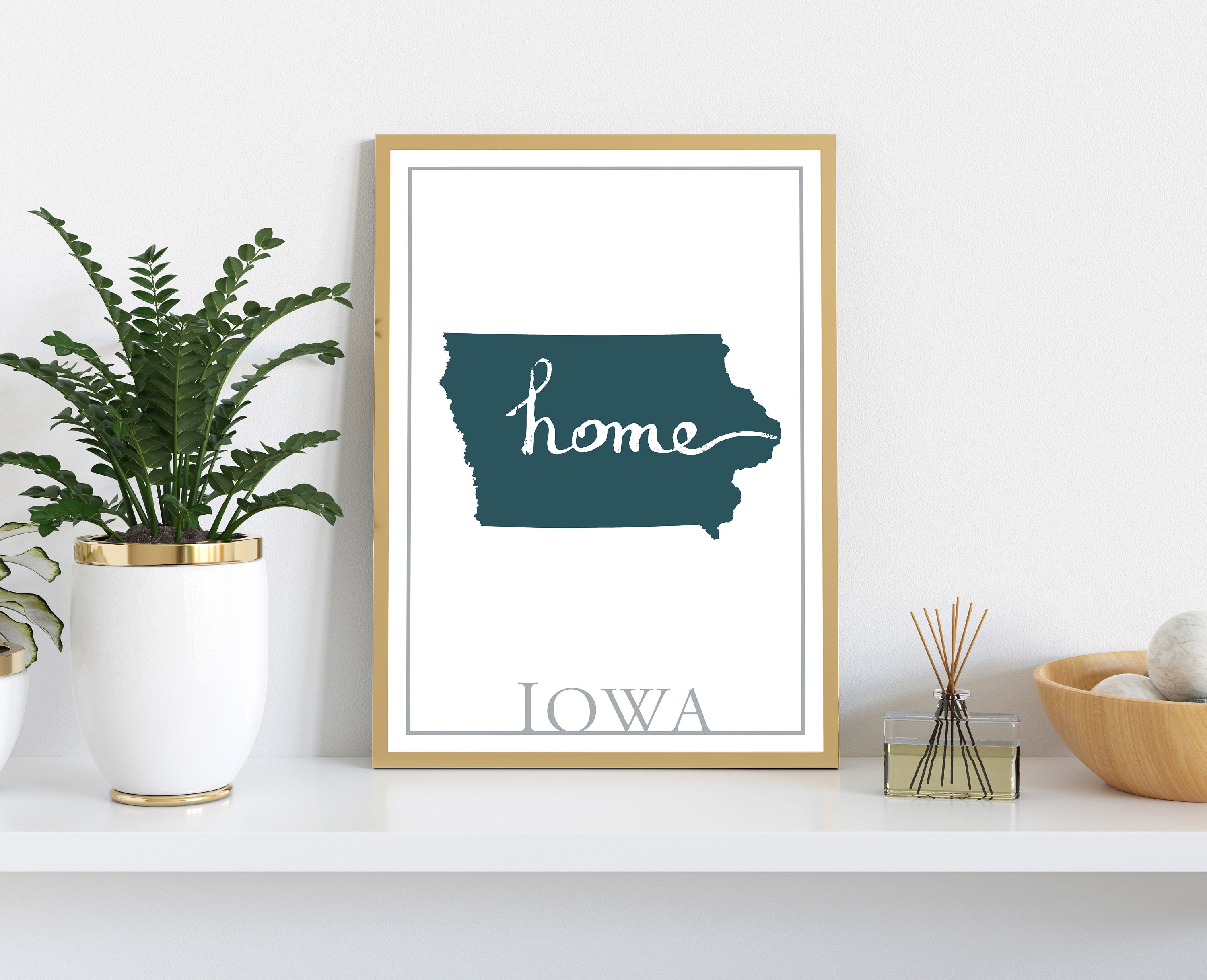Iowa Map Wall Art Iowa Modern Map Poster Print Home Wall | Etsy