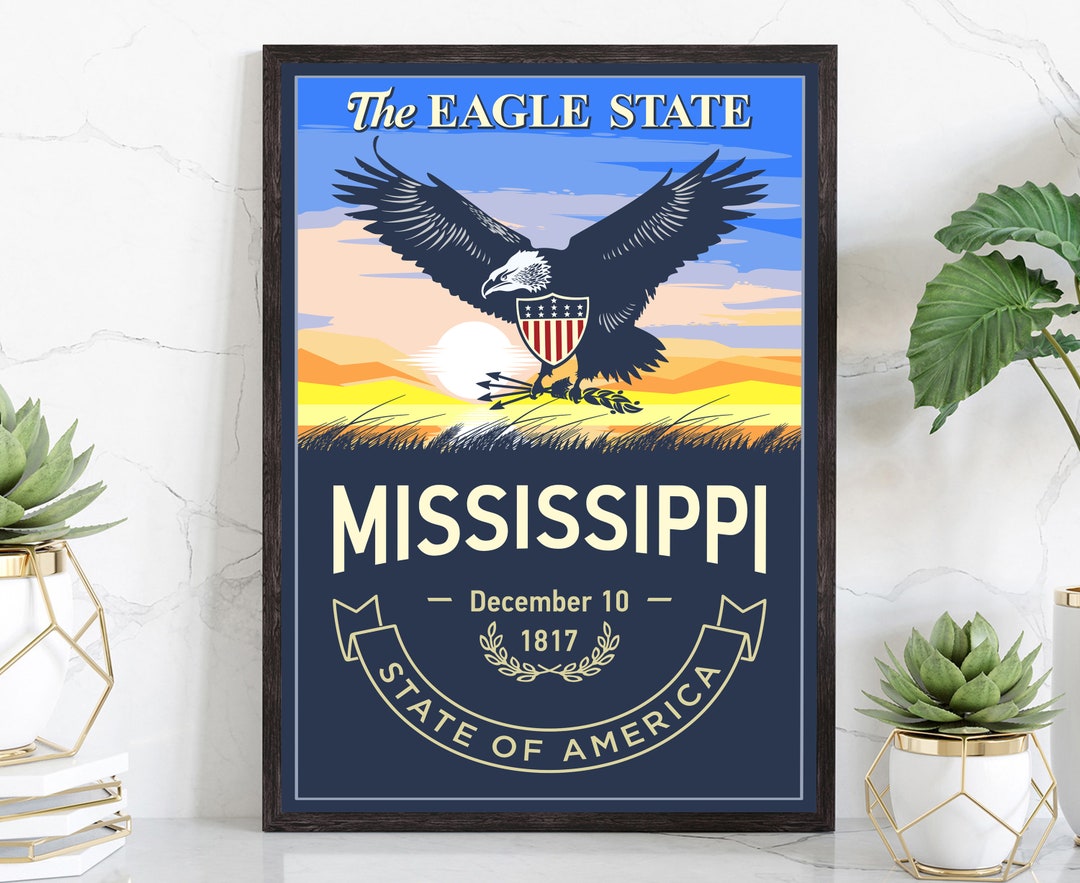 United States Poster, Mississippi State Poster Print, Mississippi State ...