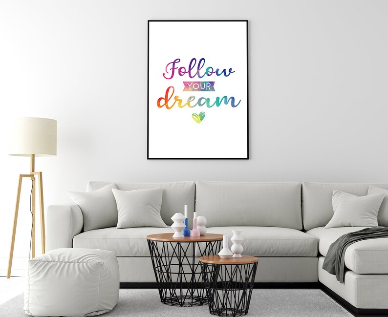 Follow Your Dream Quote Inspirational Poster Print Home | Etsy