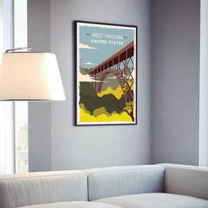 Retro Style Travel Poster, West Virginia Vintage Rustic Poster Print ...
