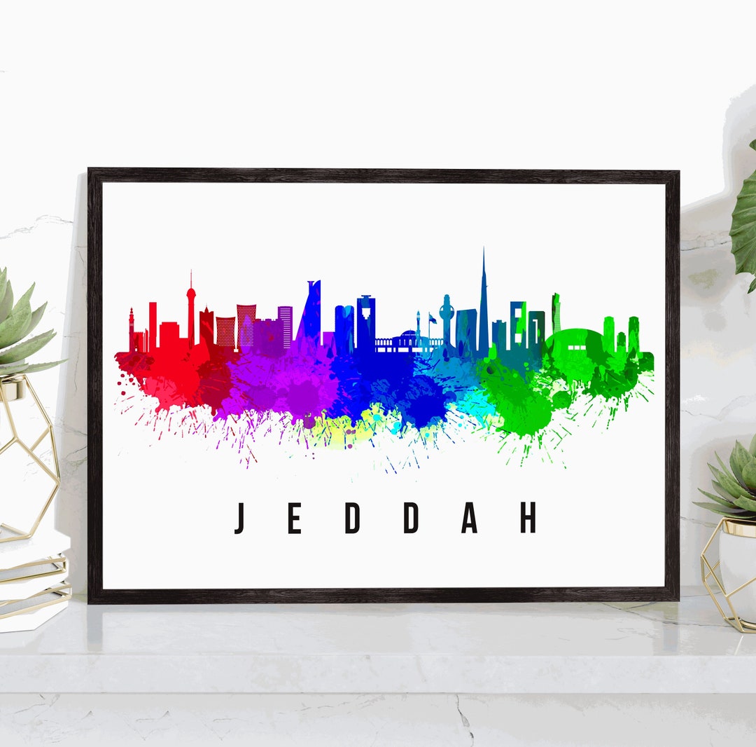 JEDDAH - SAUDI ARABIA Poster, Skyline Poster Cityscape and Landmark ...