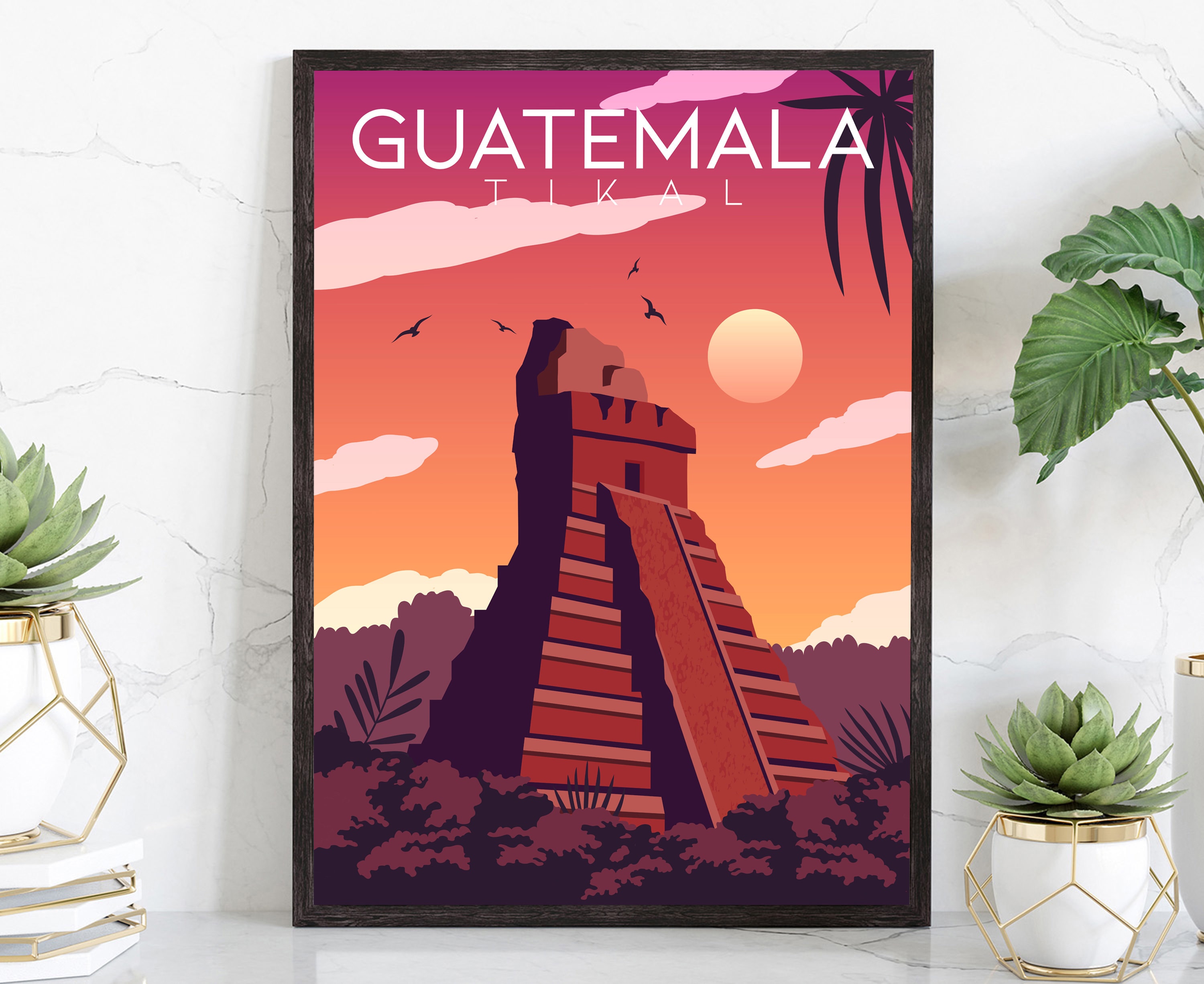 GUATEMALA Travel Poster GUATEMALA TIKAL Cityscape and - Etsy