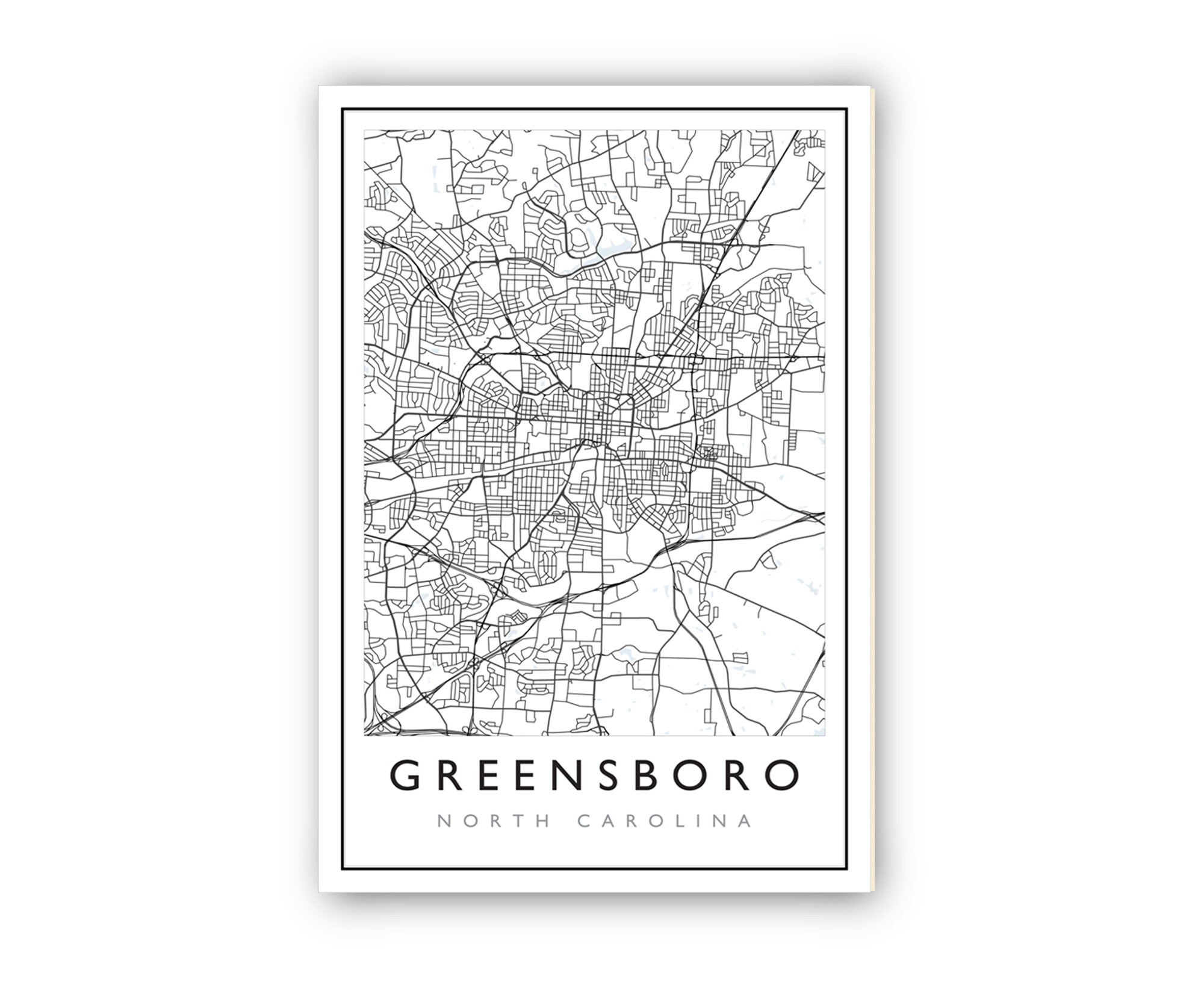 Greensboro North Carolina City Map North Carolina City Road - Etsy