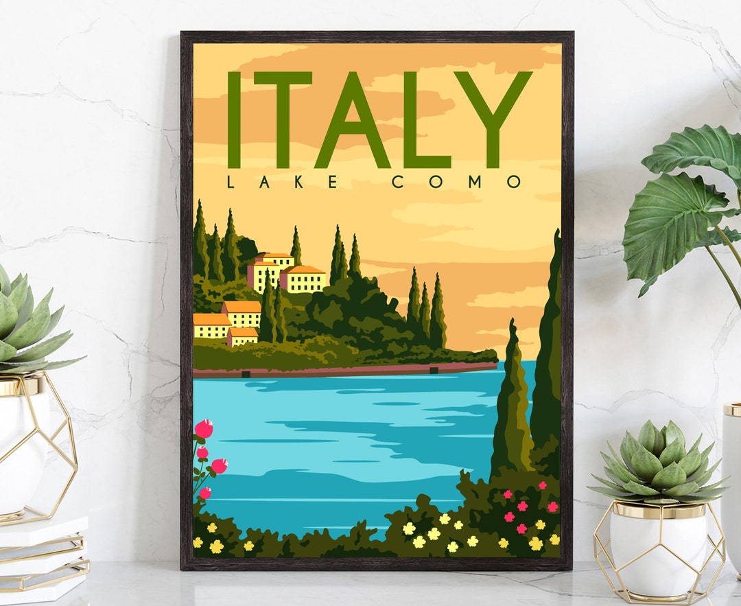 ITALY LAKE COMO Travel Poster, Italy Cityscape Poster, Italy Landmark ...