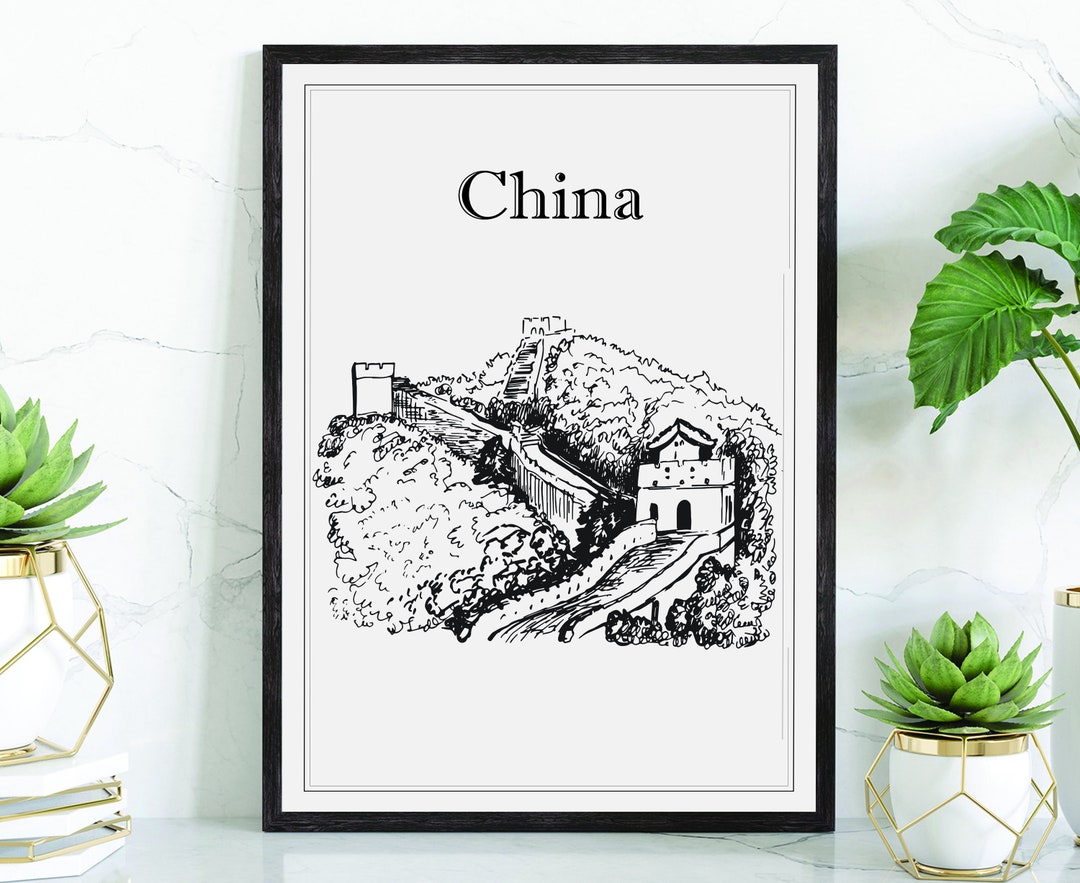 Hand Drawn Poster, China Travel Poster, Great Wall of China Poster Wall ...