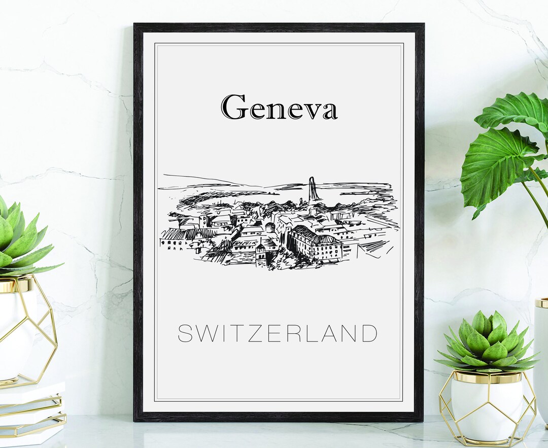Hand Drawn Poster, Geneva Travel Poster, Switzerland Dublin Poster Wall ...