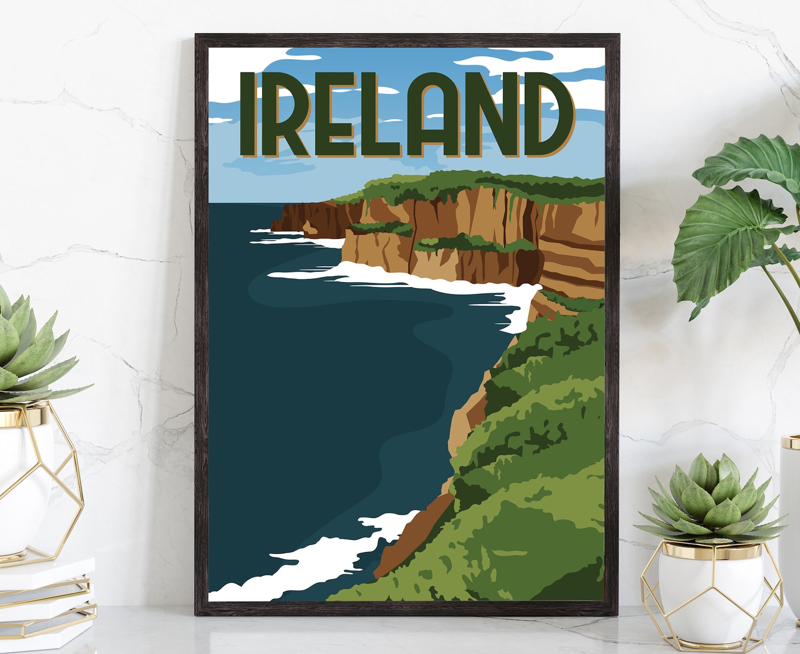 IRELAND Retro Style Travel Poster, Ireland Vintage Rustic Poster Print ...