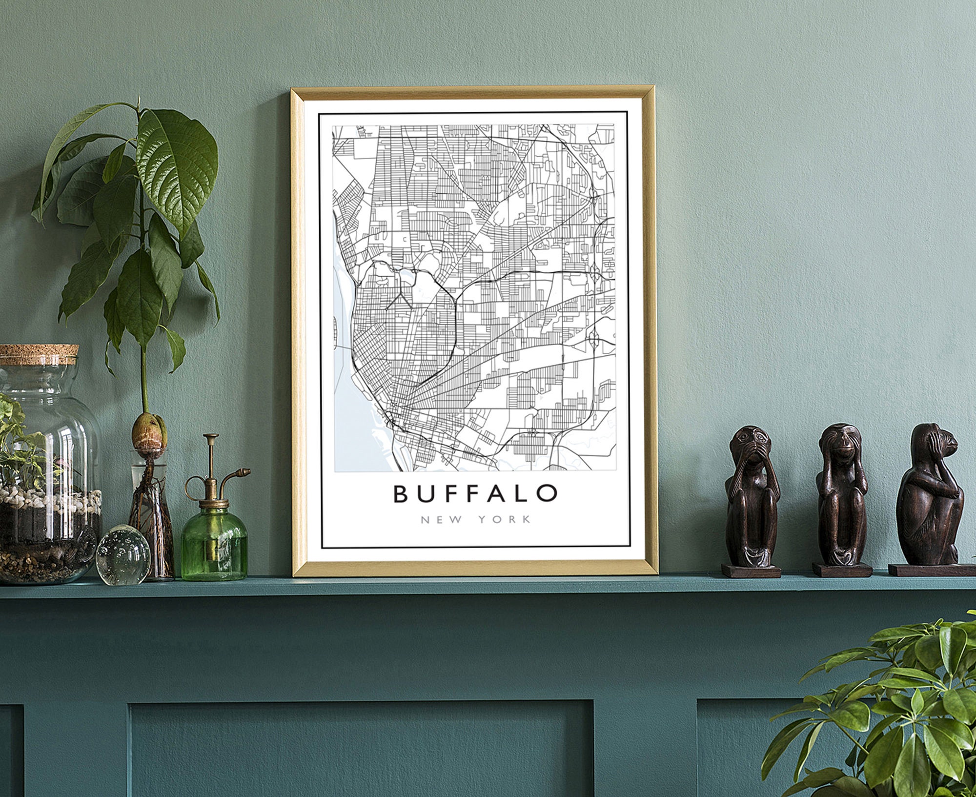 Buffalo Map Buffalo City Road Map Poster Buffalo New York | Etsy