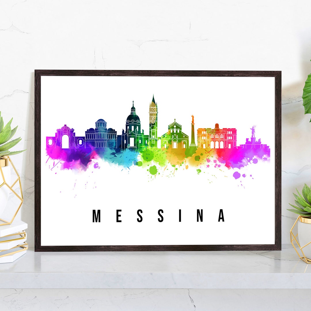 Messina Italy Poster, Skyline Poster Cityscape Poster, Italy Landmark ...