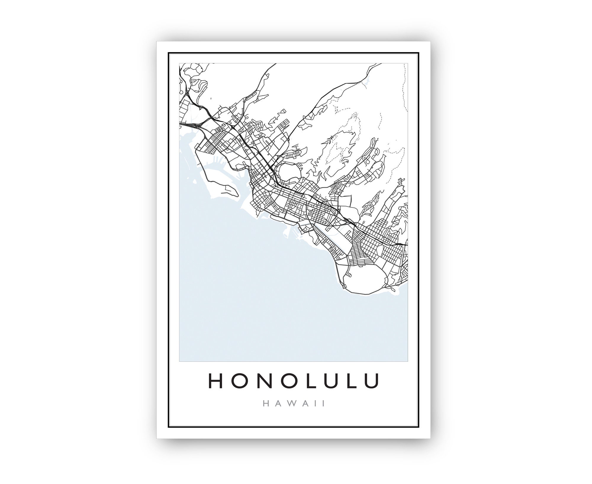 Honolulu Hawaii City Map Hawaii City Road Map Poster City | Etsy