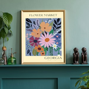 Georgia State Flower Print, USA States Poster, Georgia Flower Market ...