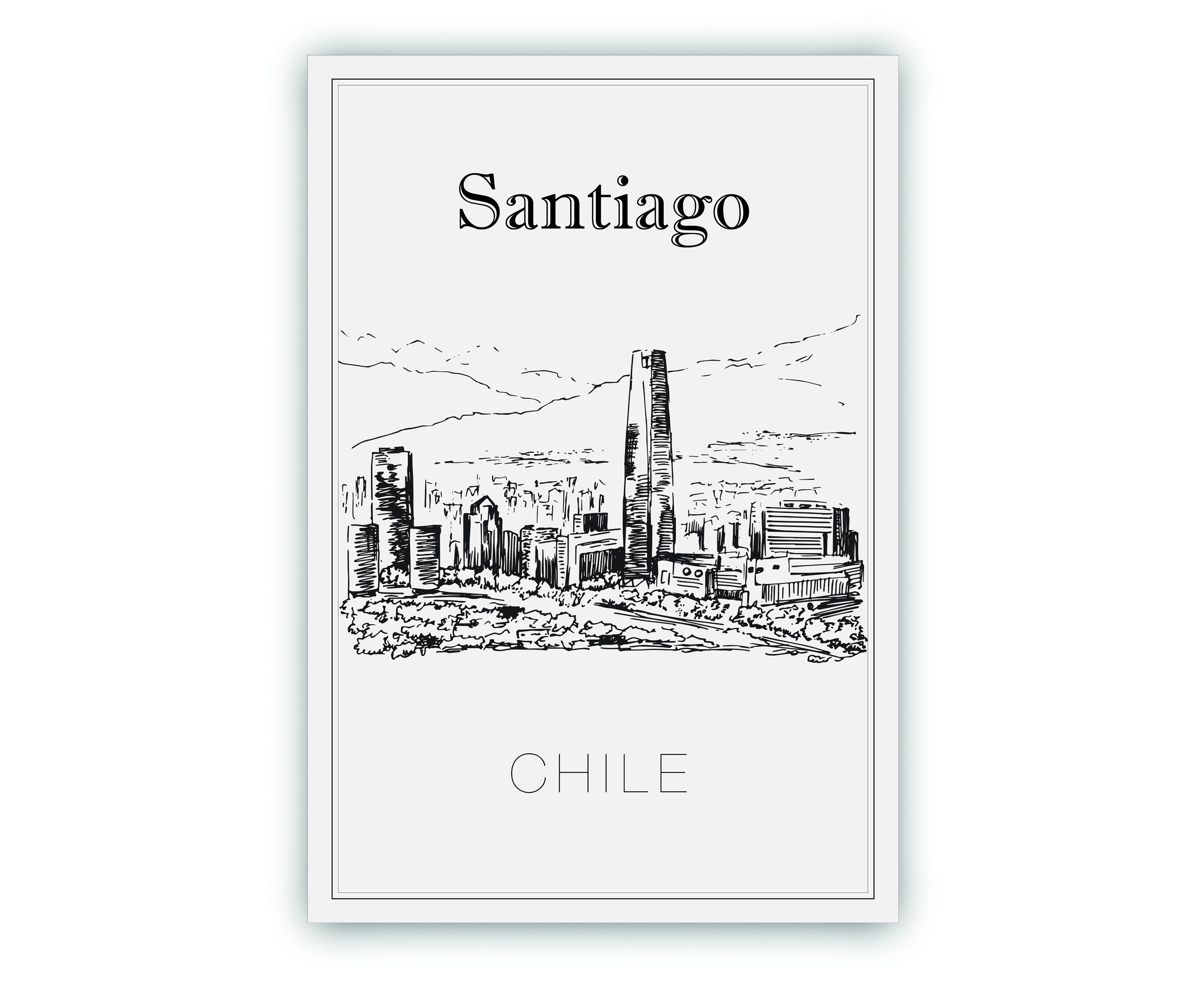 Hand Drawn Poster Santiago Travel Poster Chile Poster Wall - Etsy