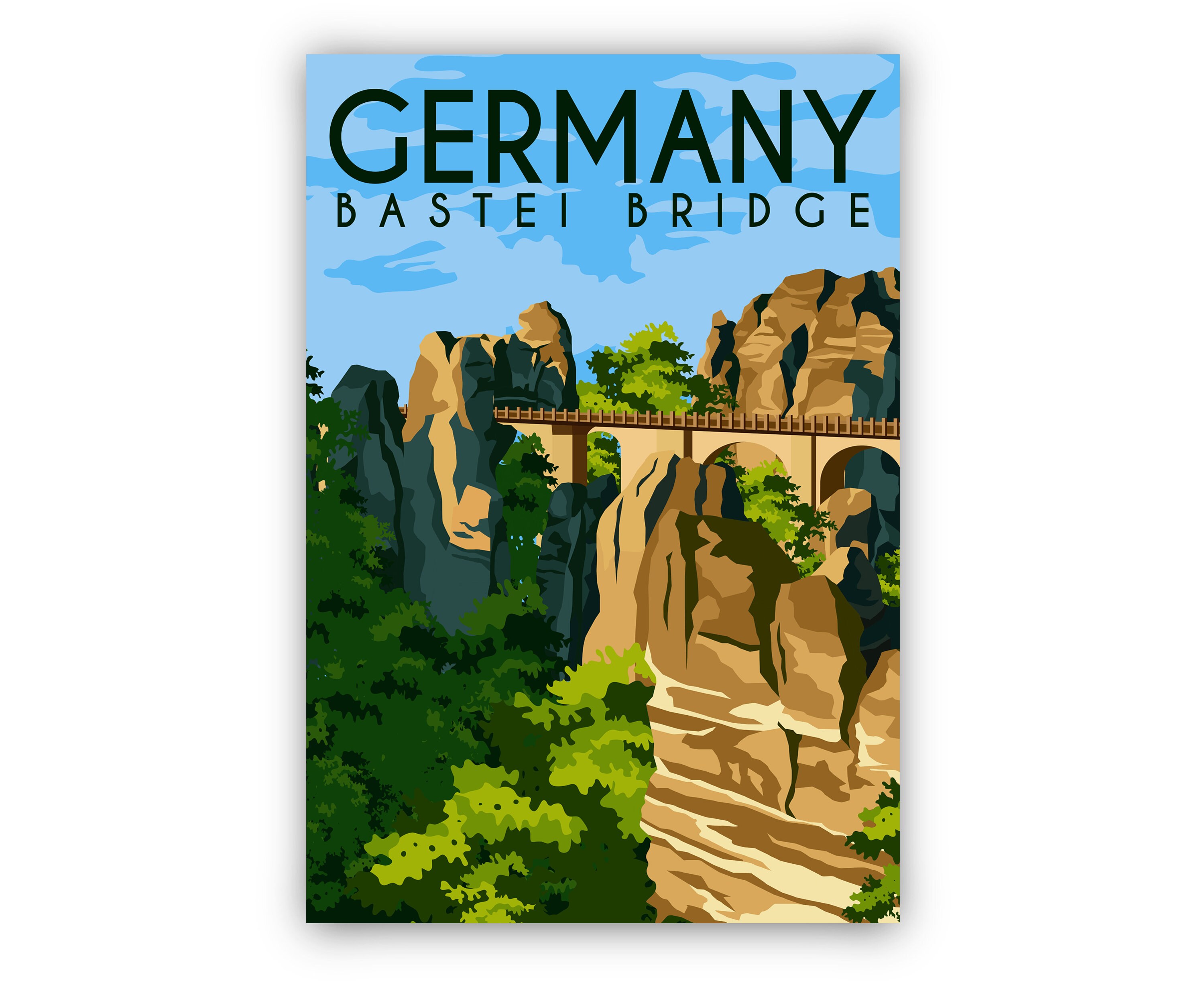 GERMANY Travel Poster BASTEI BRIDGE Poster Germany Country - Etsy