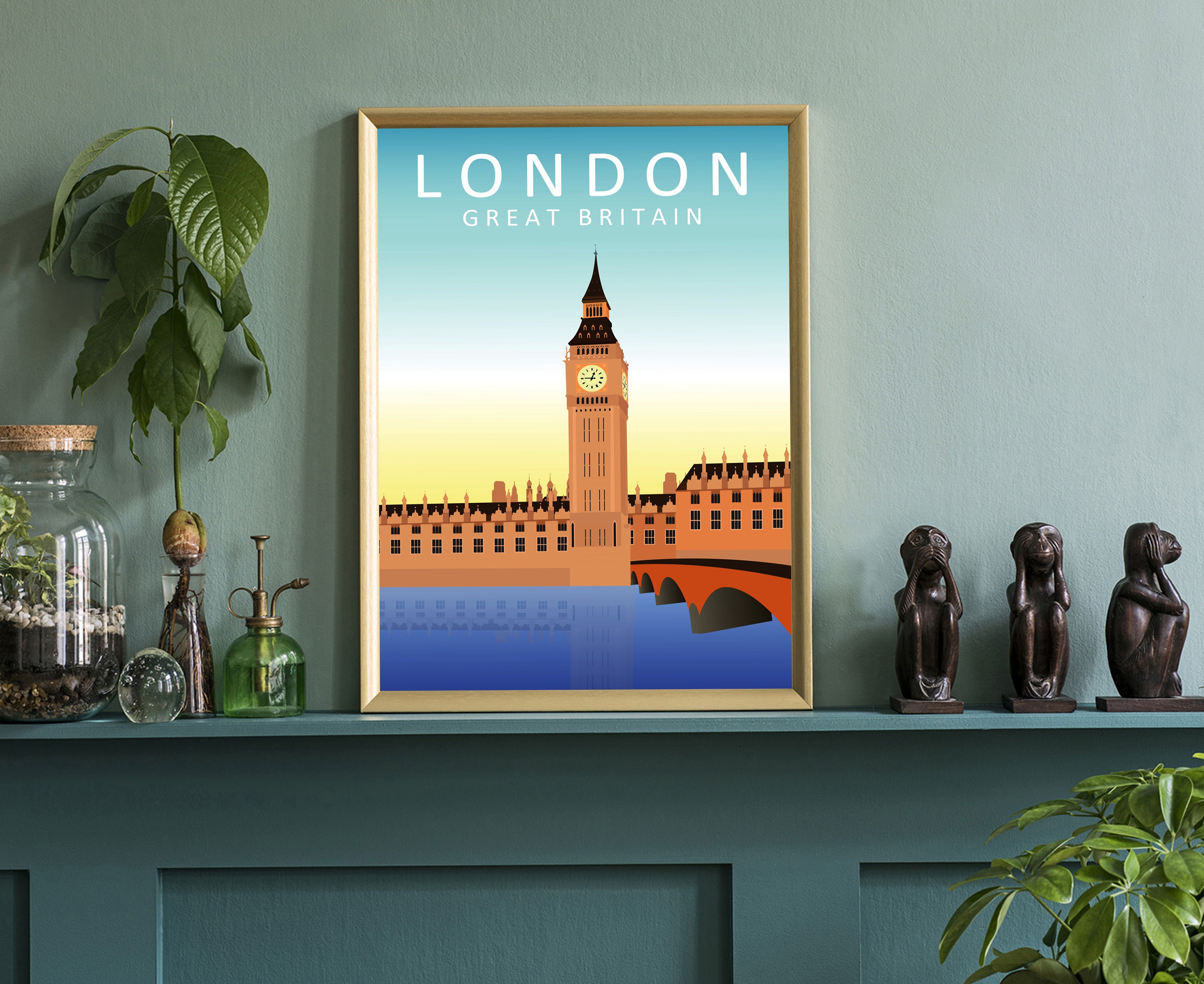LONDON TRAVEL POSTER London Great Britain Cityscape and - Etsy