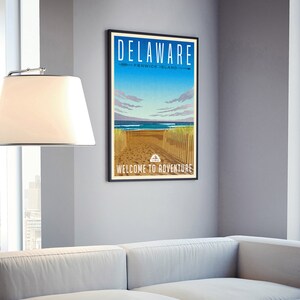 Retro Style Travel Poster, Delaware Vintage Rustic Poster Print, Home ...