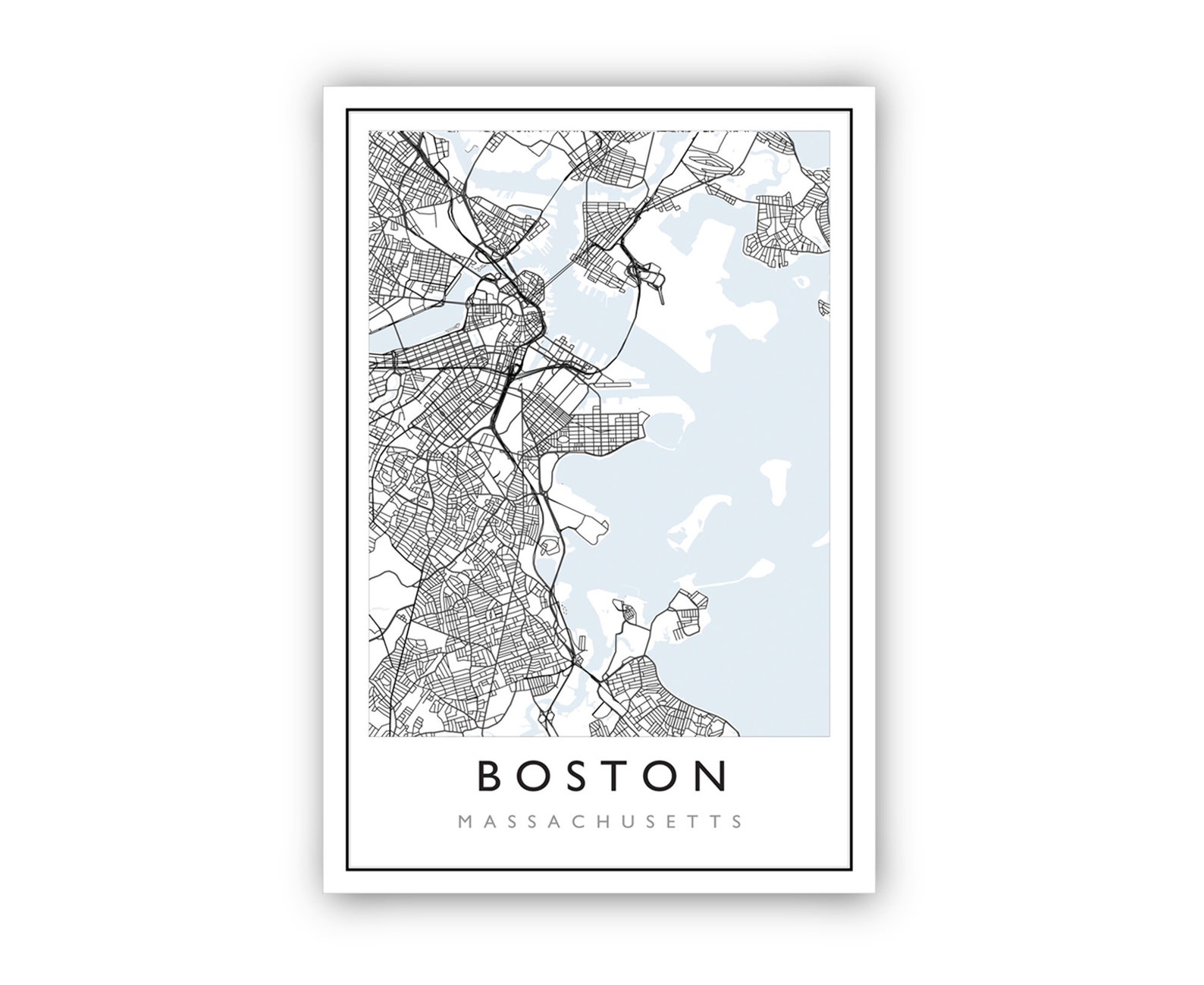 Boston Map Boston City Road Map Poster Boston Massachusetts - Etsy