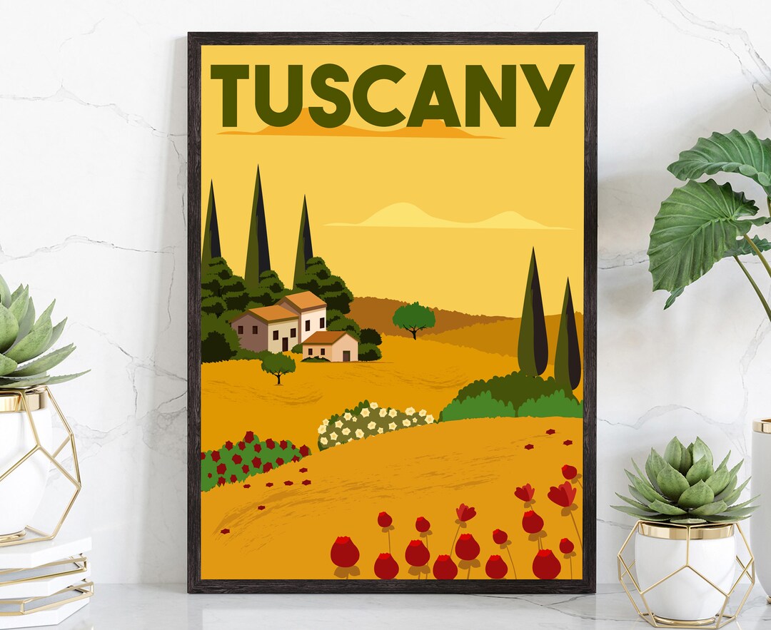 TUSCANY Travel Poster, Tuscany Cityscape and Landmark Poster Wall Art ...